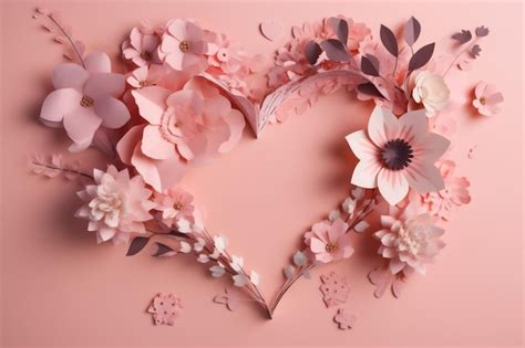 Premium Ai Image Card Pink Wedding Love Background Flower Day