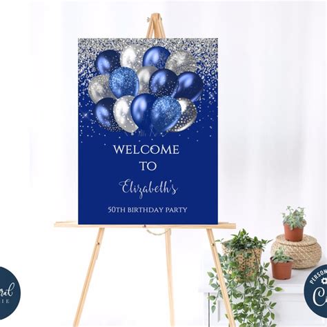 Blue And Silver Welcome Birthday Sign Etsy