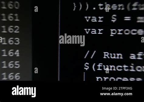 the display of the text flow of the source code instructions for a