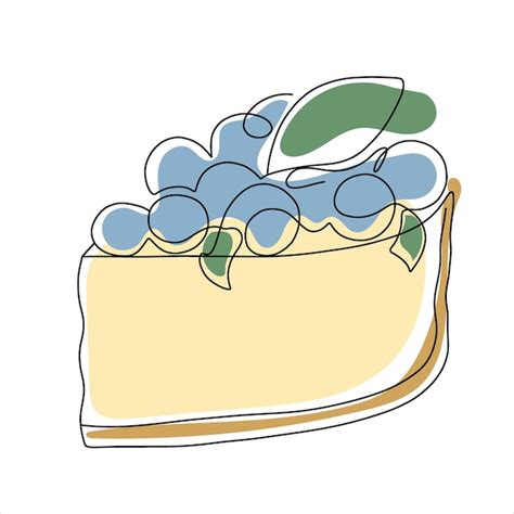 Premium Vector Cute Cheesecake With Blueberries And Mint In Cartoon