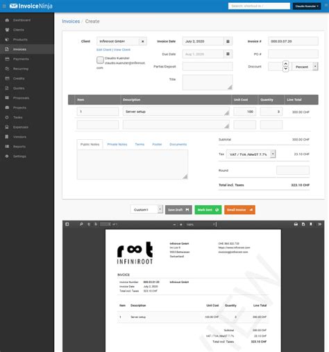 Dedicated Invoice Ninja Billing And Invoicing Server In Switzerland
