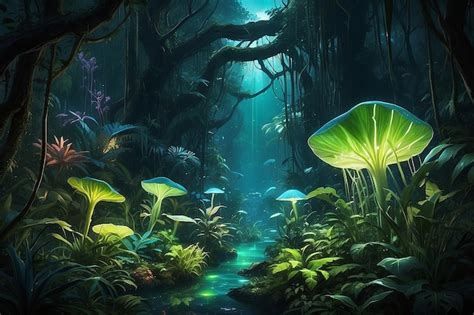 Premium Photo Bioluminescent Jungle