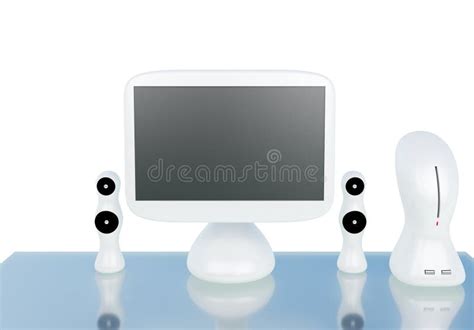 Modern Lcd Computer Monitor With Speaker Stock Illustration Illustration Of Desktop