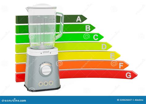 Electric Blender With Energy Efficiency Chart 3d Rendering Stock