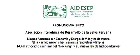 Pronunciamiento de AIDESEP Asociación Ambiente y Sociedad