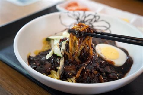 Delicious Jajangmyeon Jjajangmyeon Korean Style Chinese Noodle Dish