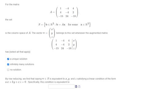 solved by row reducing we find that saying v∈sv∈s is