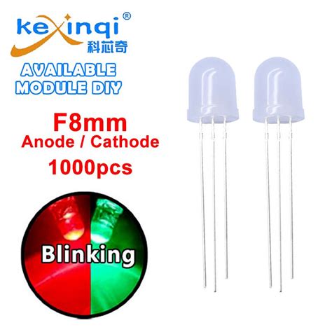 1000 件 F8 8 毫米閃光紅綠霧散光雙色光二極管圓形 Led Diy 3 針指示燈珠 蝦皮購物
