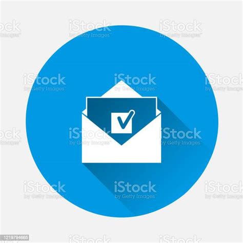 平面設計上的郵件向量圖示藍色背景的電子郵件帶長陰影的平面圖像向量圖形及更多互聯網圖片 互聯網 信 文件 信封 Istock