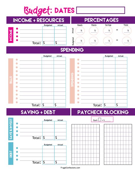 Low Income Budget Beginner Printable Budget Worksheet
