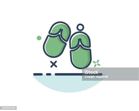 플립 플롭 아이콘 라인 가득 디자인 일러스트 레이 션 가득 찬에 대한 스톡 벡터 아트 및 기타 이미지 가득 찬 개념