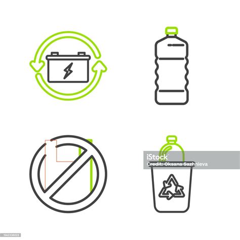 Ilustración De Establecer La Línea Papelera De Reciclaje Con El Símbolo