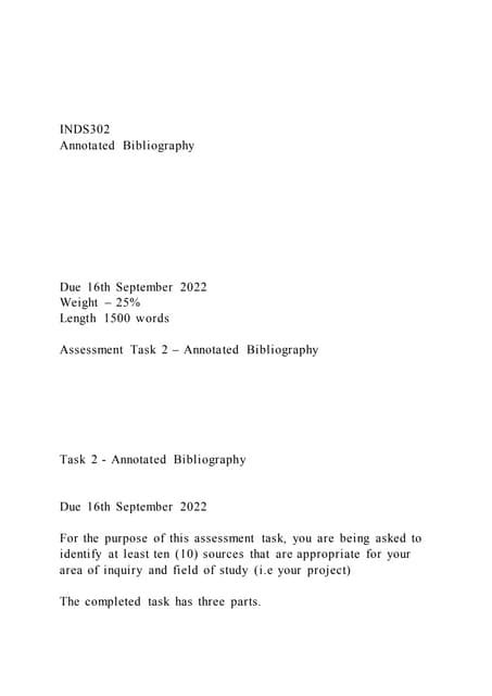 Inds302annotated Bibliographydue 16th Septdocx