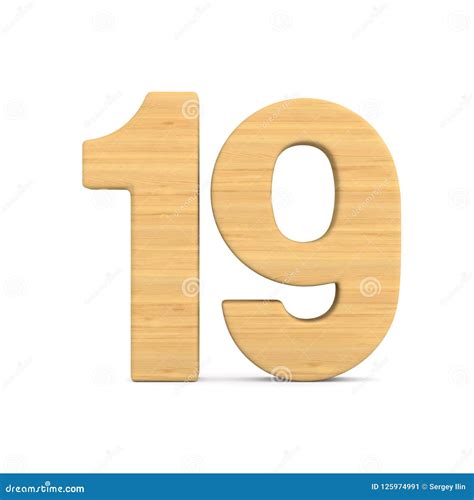 Number Nineteen On White Background Isolated 3D Illustration Royalty