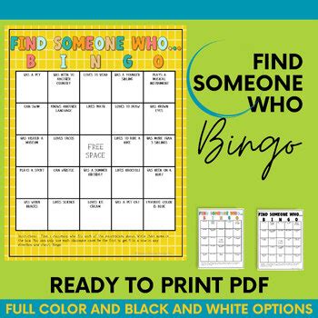 Find Someone Who Bingo Pdf Ice Breaker Classroom Activity Back To