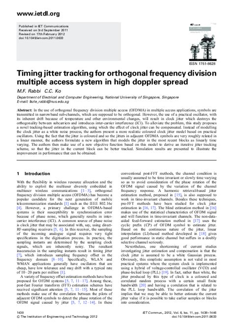 Pdf Timing Jitter Tracking For Orthogonal Frequency Division Multiple Access System In High