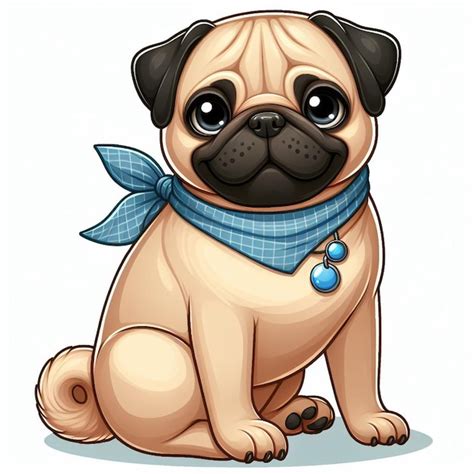 El Lindo Perro Pug Vector Ilustración De Dibujos Animados Vector Premium