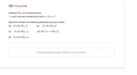 Solved Q6 10 Points Suppose Px Y Is The Proposition X