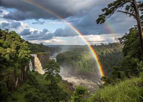 푸른 숲 위에 구름을 뚫고 나오는 무지개의 고요한 아름다움 무지개 숲 무성한 나무 배경 일러스트 및 사진 무료 다운로드 Pngtree