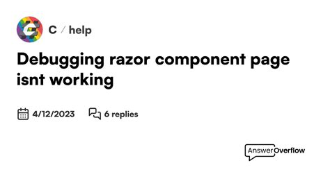 debugging razor component page isn`t working c