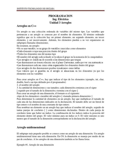 Unidad Iii Arreglos En C Pdf Estructura De Datos De Matriz C
