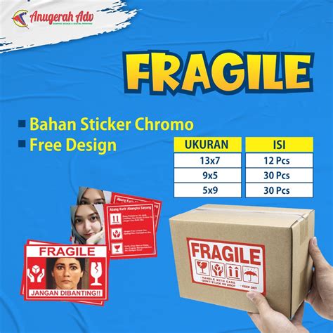 Jual 1 Lembar A3 Sticker Fragile Label Fragile Fragile Label