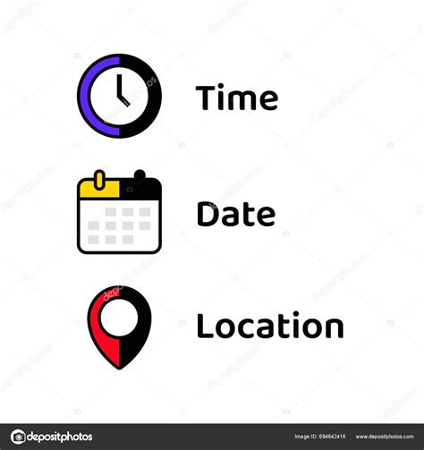 Date Time Address Location Icons Symbol Stock Vector By Lucky Xtian