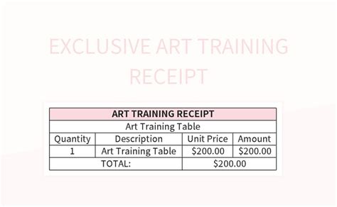 Receipt Receipts For Training Institutions Excel Template And Google