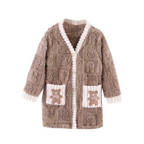 Djskiyers Girls Cute Robe Soft Winter Bath Robes Comfy Plush Sleep