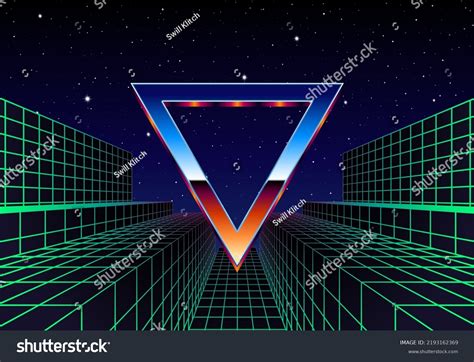 Synthwave Frame Chrome Triangle 80s Styled Stock Vector Royalty Free