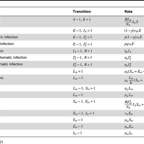 Events And Rates In The Stochastic Model Download Table