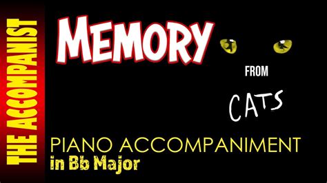Memory Cats Piano Accompaniment Karaoke With Onscreen Lyrics In Bb