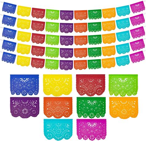 Mexican Party Banners 5 Pack 10 Tissue Paper Flag