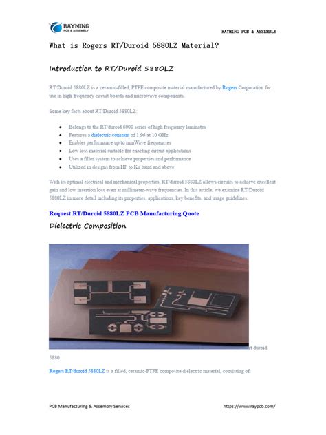 What Is Rogers Rtduroid 5880lz Material Pdf Printed Circuit Board Dielectric