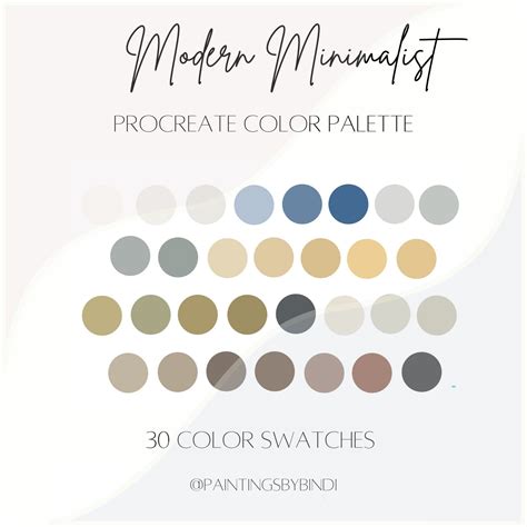 Modern Minimalist Procreate Color Palette 30 Color Swatches Ipad
