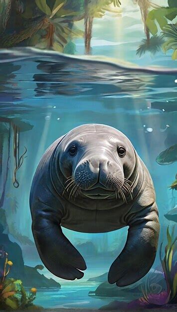 Premium Photo A Floating Manatee Generative Ai
