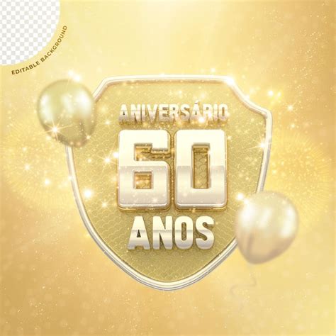 Premium Psd Escudo Comemorativo De Aniversário 60 Anos