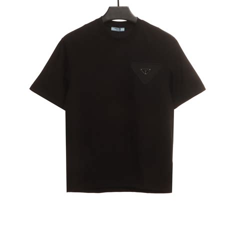 Prada Chest Overlapping Triangle Label Short Sleeve T Shirts Uabat Org