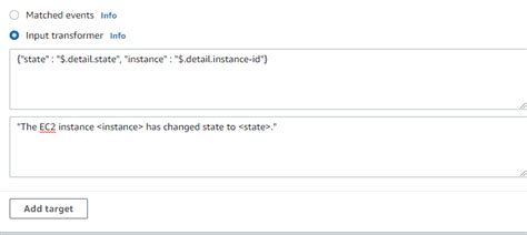 aws eventbridge rule complains that target is not a valid json format