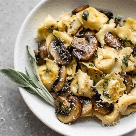Cheese Tortellini With Butter Mushrooms And Crispy Sage • Salt And Lavender