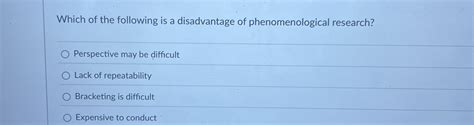 Solved Which Of The Following Is A Disadvantage Of Chegg
