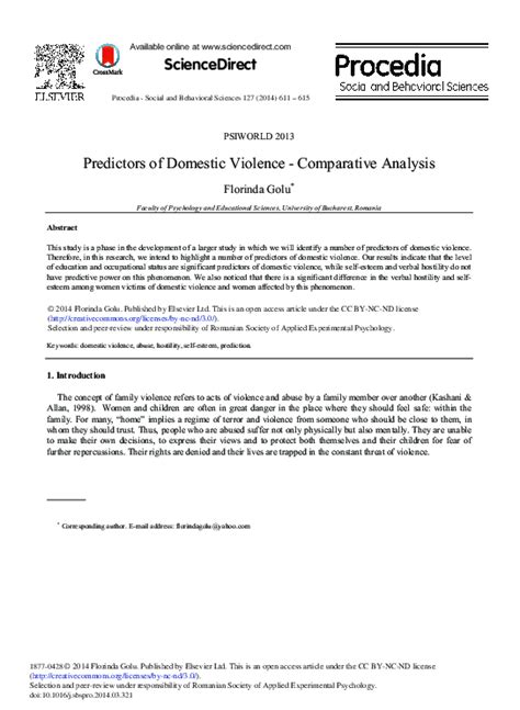 Pdf Predictors Of Domestic Violence Comparative Analysis