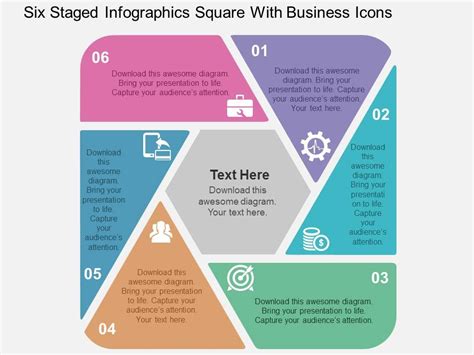 six staged infographics square with business icons powerpoint templates