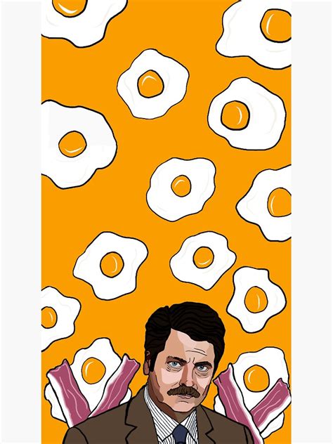 Ron Swanson Loves Eggs And Bacon Sticker By Spoogledoodle Redbubble