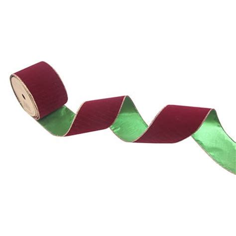 Burgundy And Green Velour Ribbon Rudolphs Christmas