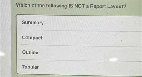 Solved Which Of The Following Is Not A Report