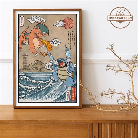 Charizard Vs Blastoise Wall Poster Etsy Pokemon Poster Wall Art Prints Unframed Wall Art