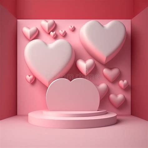 valentines podium for presenting product 3d heart create with