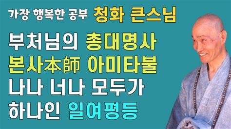 청화스님 부처님의 총대명사 본사 아미타불 나나 너나 모두가 하나인 일여평등 청화큰스님 법문 19920905 Youtube