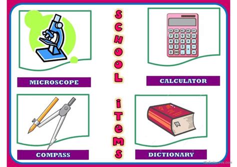 School Items Pictionary Pictionary English Esl Powerpoints